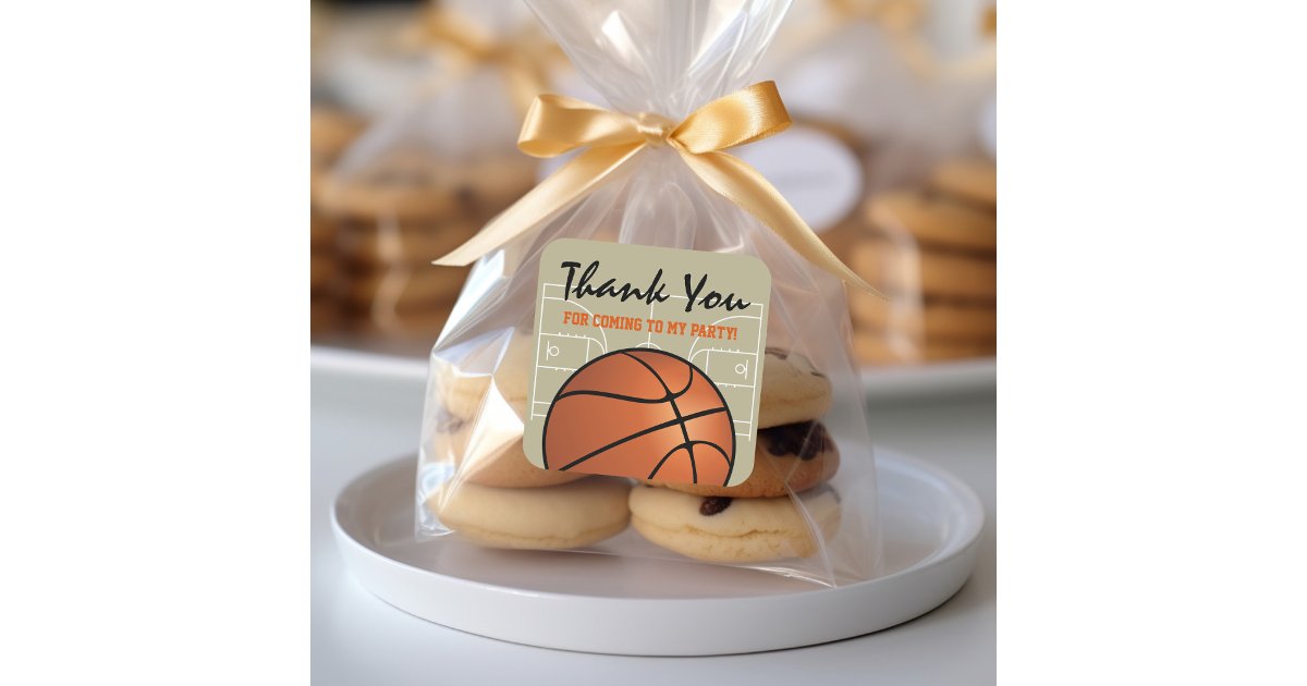 Kids Basketball Birthday Party Square Sticker | Zazzle