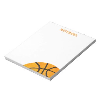 Kids Basketball Sports Personalized Orange Cool Notepad | Zazzle