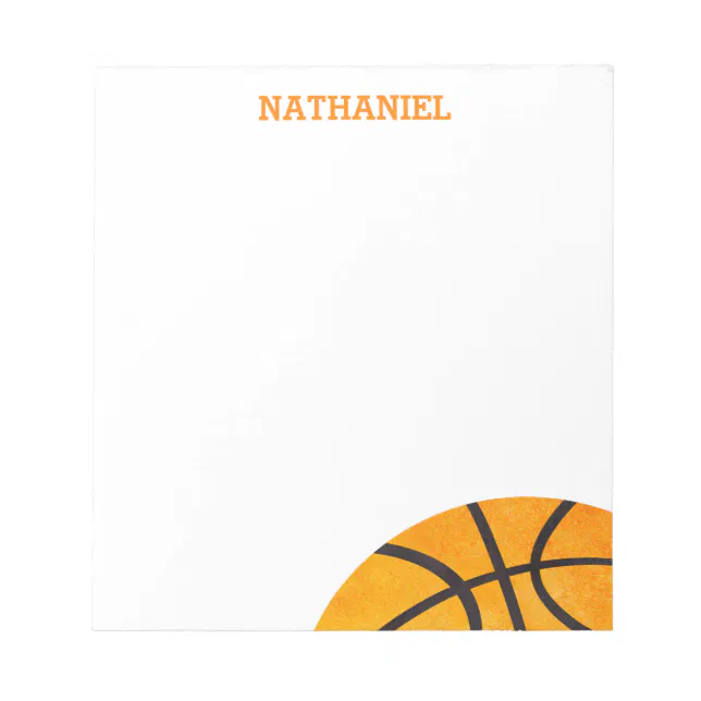Kids Basketball Sports Personalized Orange Cool Notepad | Zazzle
