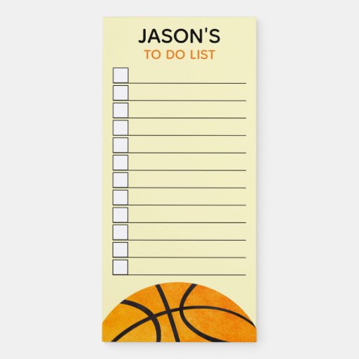 Kids Basketball Sports To Do List Chore Checklist Magnetic Notepad | Zazzle