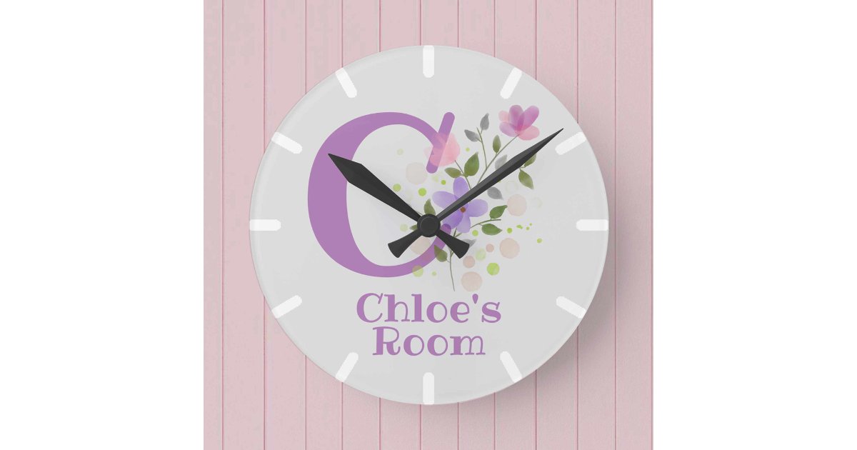 Kids Bedroom Clock with Name Chloe | Zazzle