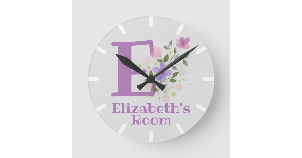 Kids Bedroom Clock with Name & Initial | Zazzle
