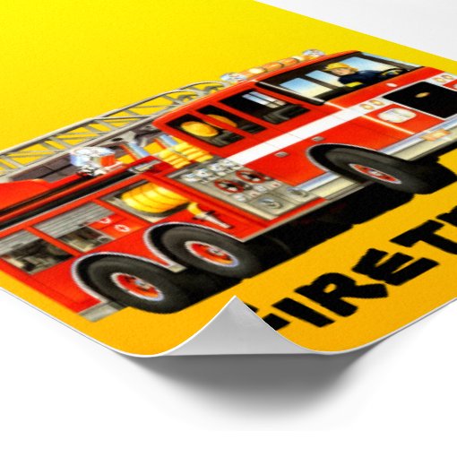 Kid's Big Red Fire Truck Poster | Zazzle