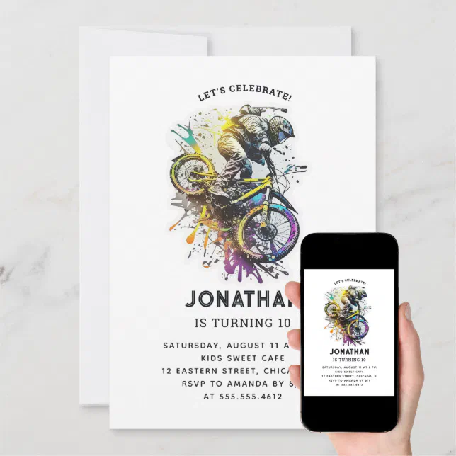 Kids Bike BMX Party. Extreme adventure birthday Invitation | Zazzle