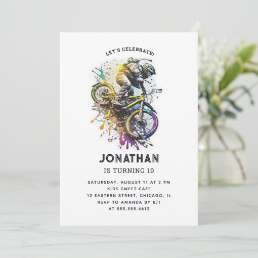 Kids Bike BMX Party. Extreme adventure birthday Invitation | Zazzle