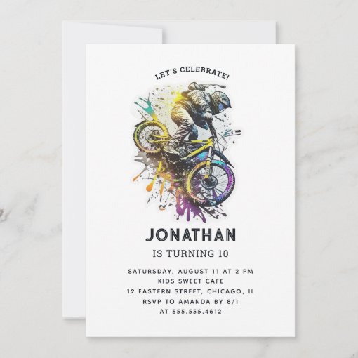 Kids Bike BMX Party. Extreme adventure birthday Invitation | Zazzle