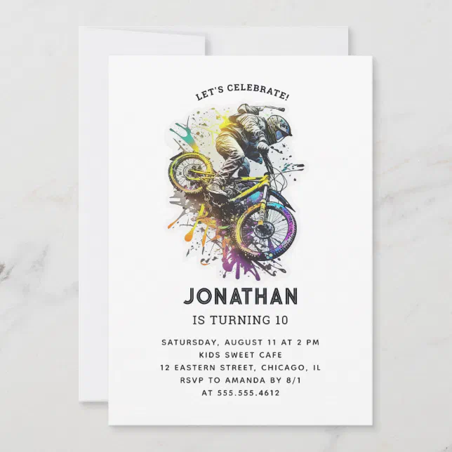 Kids Bike BMX Party. Extreme adventure birthday Invitation | Zazzle