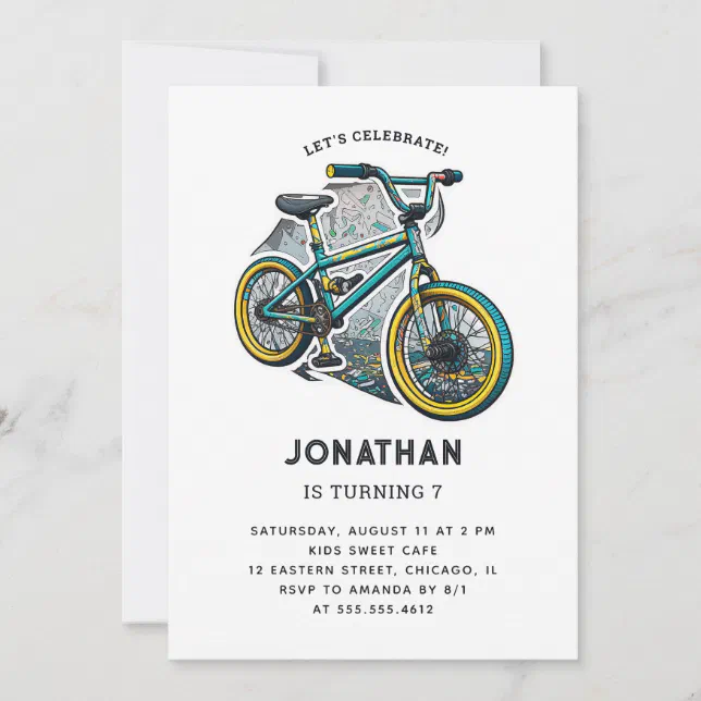 Kids Bike BMX Party. Racing adventure boy birthday Invitation | Zazzle