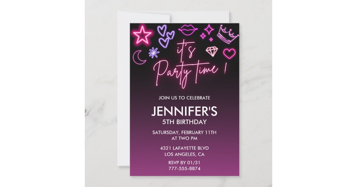 Kids birthday 5th birthday Glitter Sparkly Invitation | Zazzle
