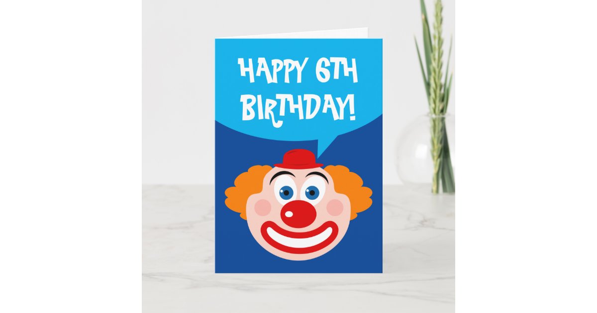 Kid's Birthday card with cute circus clown drawing | Zazzle