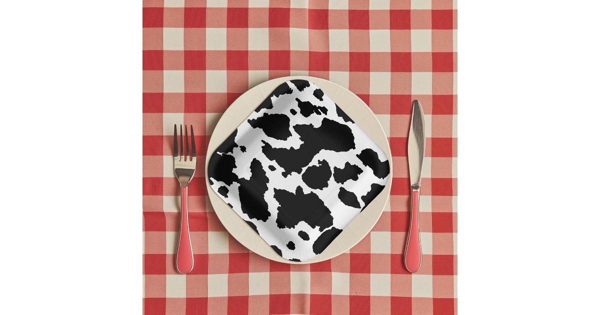 Kids Birthday Cow Hide Print Paper Plates | Zazzle