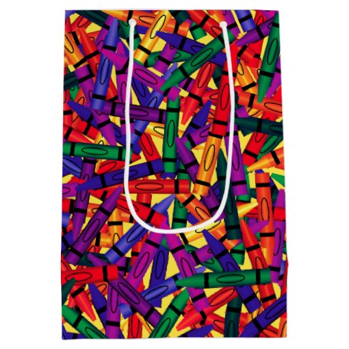 Kids Birthday Crayon Custom Name Medium Gift Bag | Zazzle