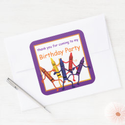 Kids Birthday Crayon Party Favors Large Sticker | Zazzle