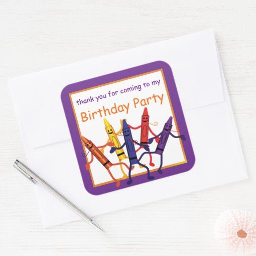 Kids Birthday Crayon Party Favors Large Sticker | Zazzle