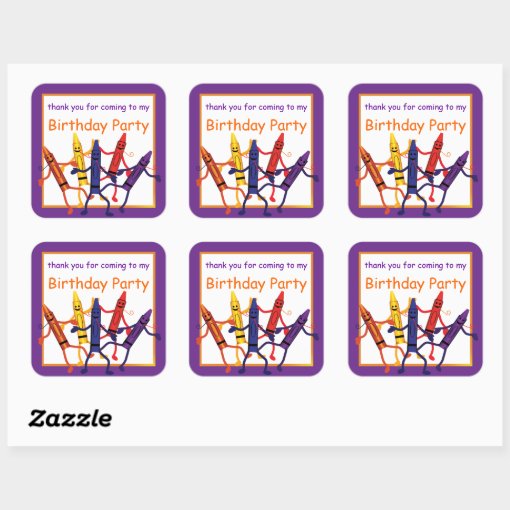 Kids Birthday Crayon Party Favors Large Sticker | Zazzle