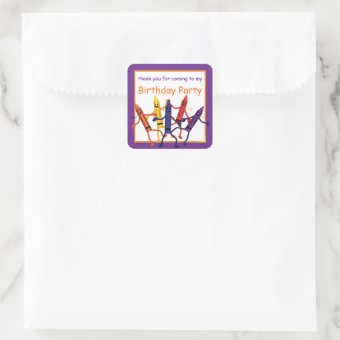 Kids Birthday Crayon Party Favors Sticker | Zazzle