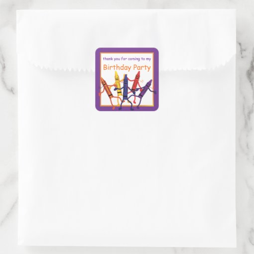 Kids Birthday Crayon Party Favors Sticker | Zazzle