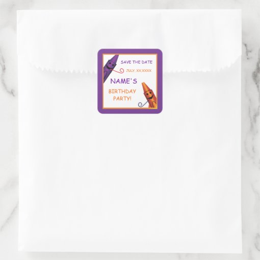 Kids Birthday Crayon Party Save the Date Sticker | Zazzle