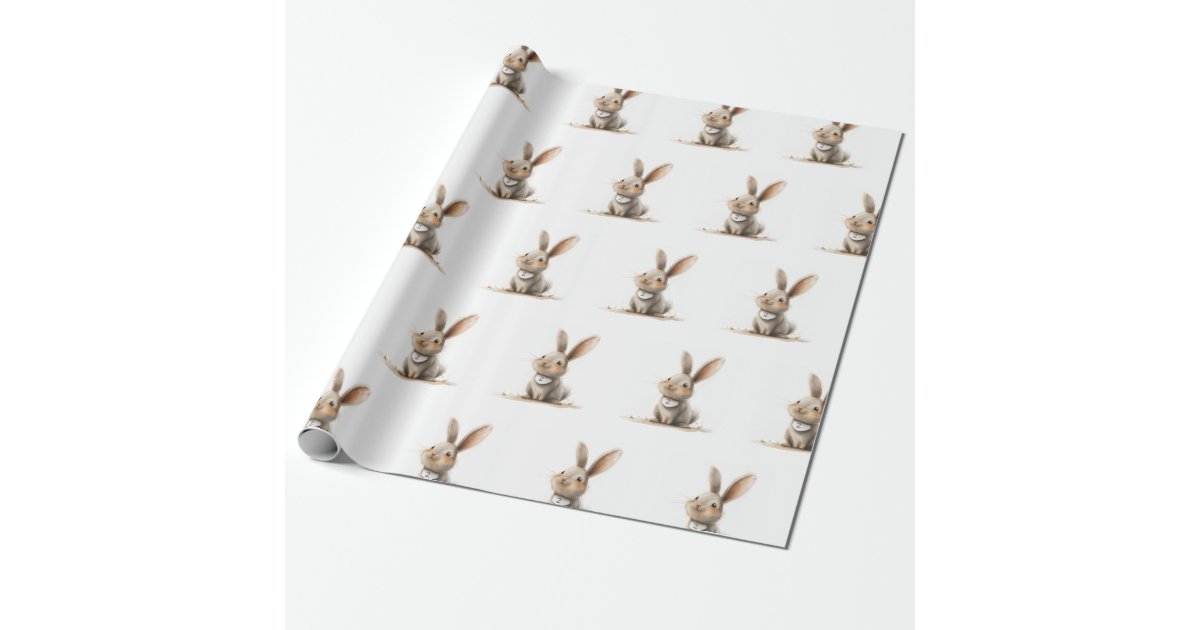 Kids Birthday Cute Rabbit Wrapping Paper | Zazzle