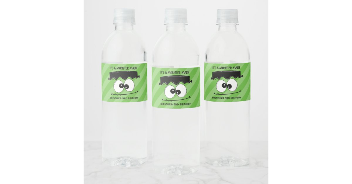 Kids Birthday Halloween Party Labels, Frankenstein Water Bottle Label ...