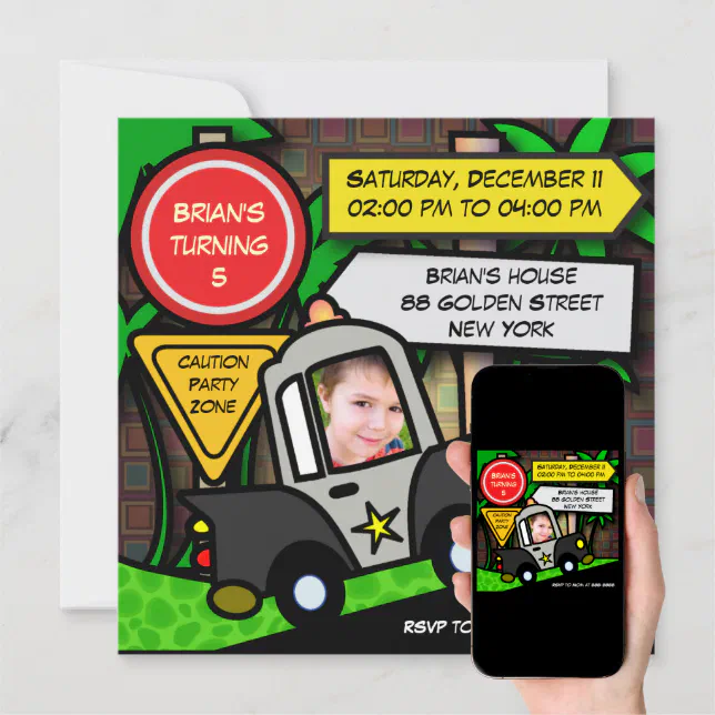 Kids birthday Invitation: 052 Police Invitation | Zazzle