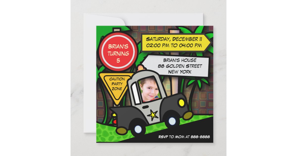 Kids birthday Invitation: 052 Police Invitation | Zazzle
