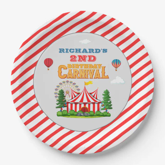 Kid's Birthday Party Circus carnival Theme Paper Plates | Zazzle