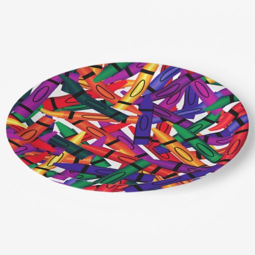 Kids Birthday Party Crayon Design 9 Paper Plates | Zazzle