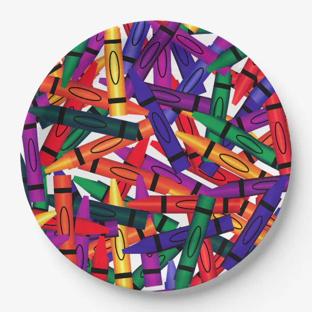 Kids Birthday Party Crayon Design 9 Paper Plates | Zazzle