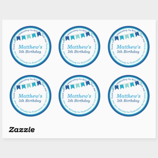Kids birthday party DIY bunting stickers favors | Zazzle