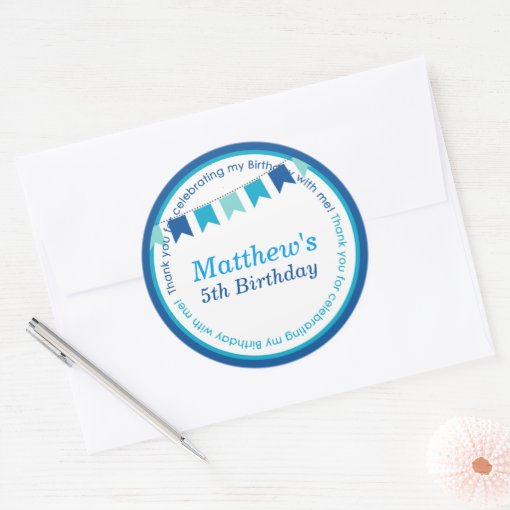 Kids birthday party DIY bunting stickers favors | Zazzle