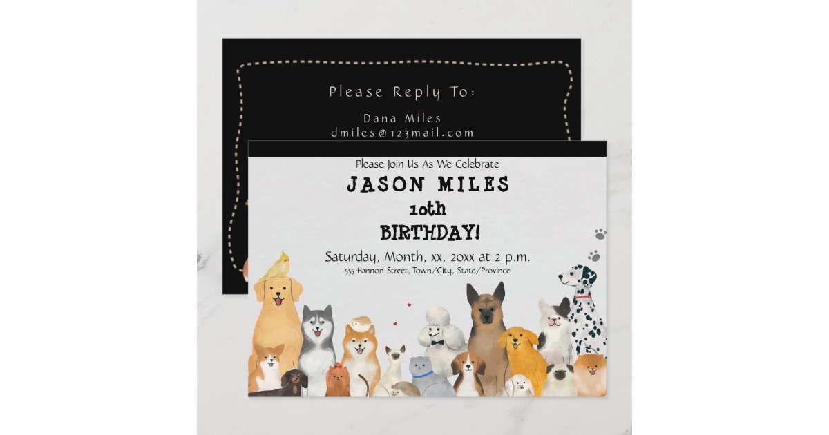 Kid's Birthday Party Invitation, Cute Dogs, Fun Invitation | Zazzle