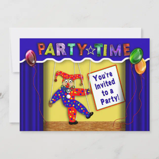 Kids' Birthday Party Invitation, Puppets Invitation | Zazzle