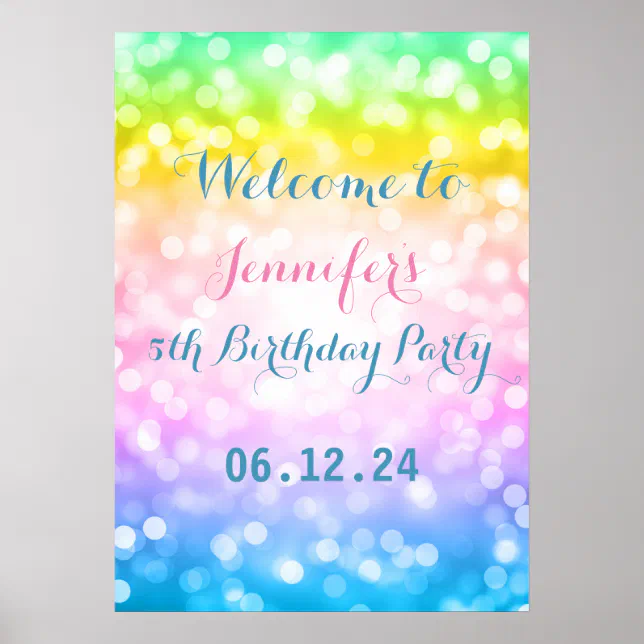 Kids Birthday Party Magical Unicorn Rainbow Poster | Zazzle