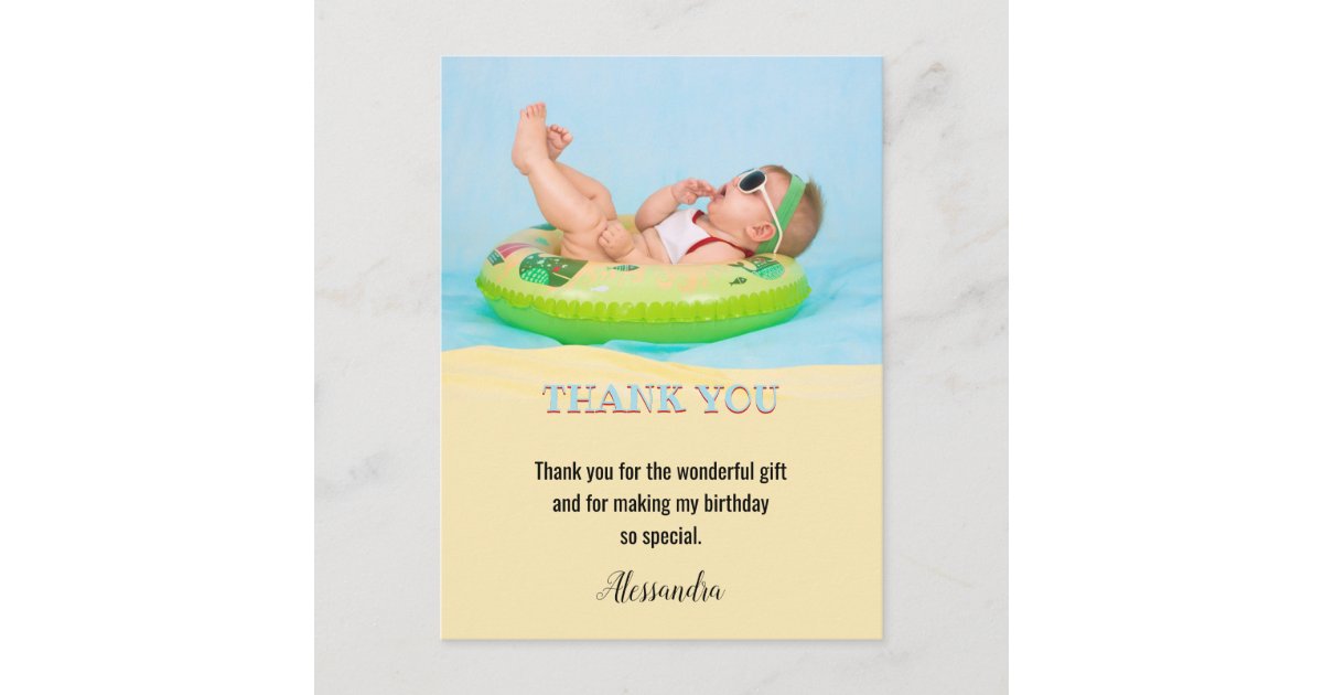 Kids Birthday Party Photo Thank You Postcard | Zazzle