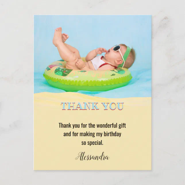 Kids Birthday Party Photo Thank You Postcard | Zazzle