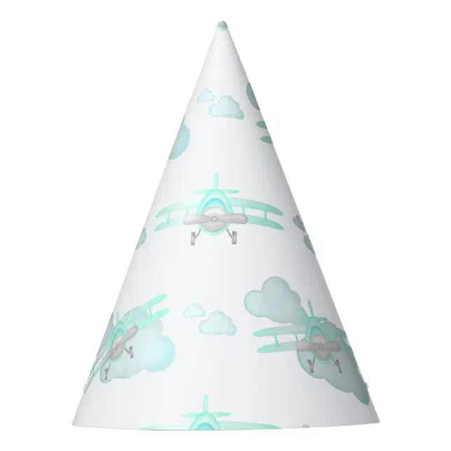 Kids Blue Airplane Flying Aviation Birthday Party Hat | Zazzle