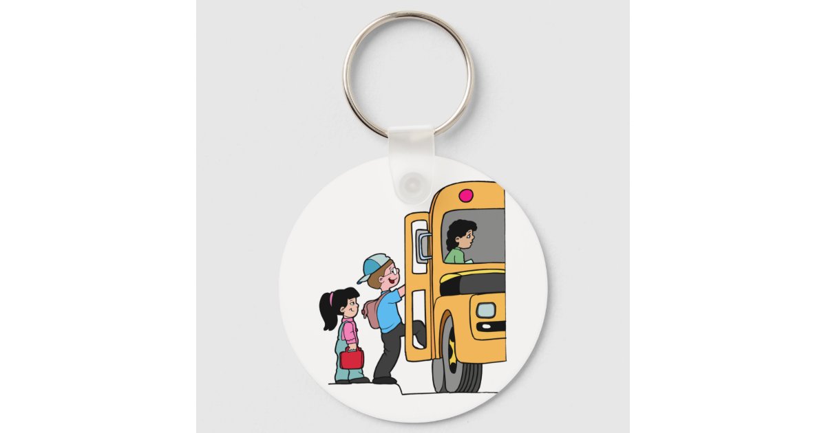 Kids Boarding School Bus Keychain | Zazzle