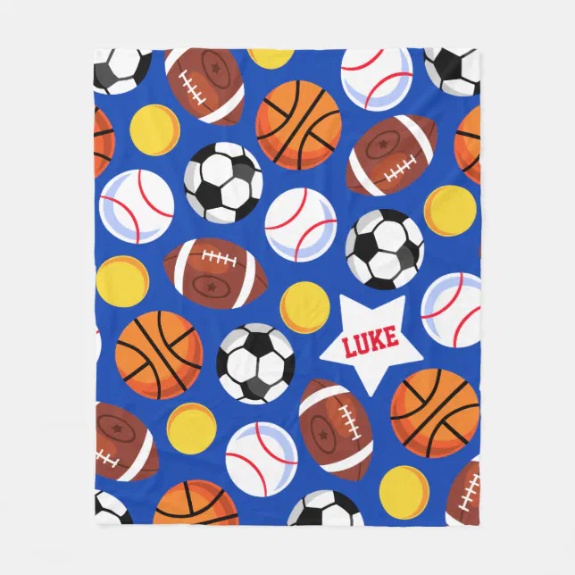 Kids Bold Colorful Sports Fleece Blanket | Zazzle