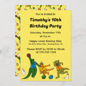 Kids Bowling Alley Birthday Party Invitation | Zazzle