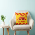 Kids boy digger red and yellow name pillow | Zazzle