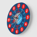 Kids boys learn to tell time blue red space clock | Zazzle