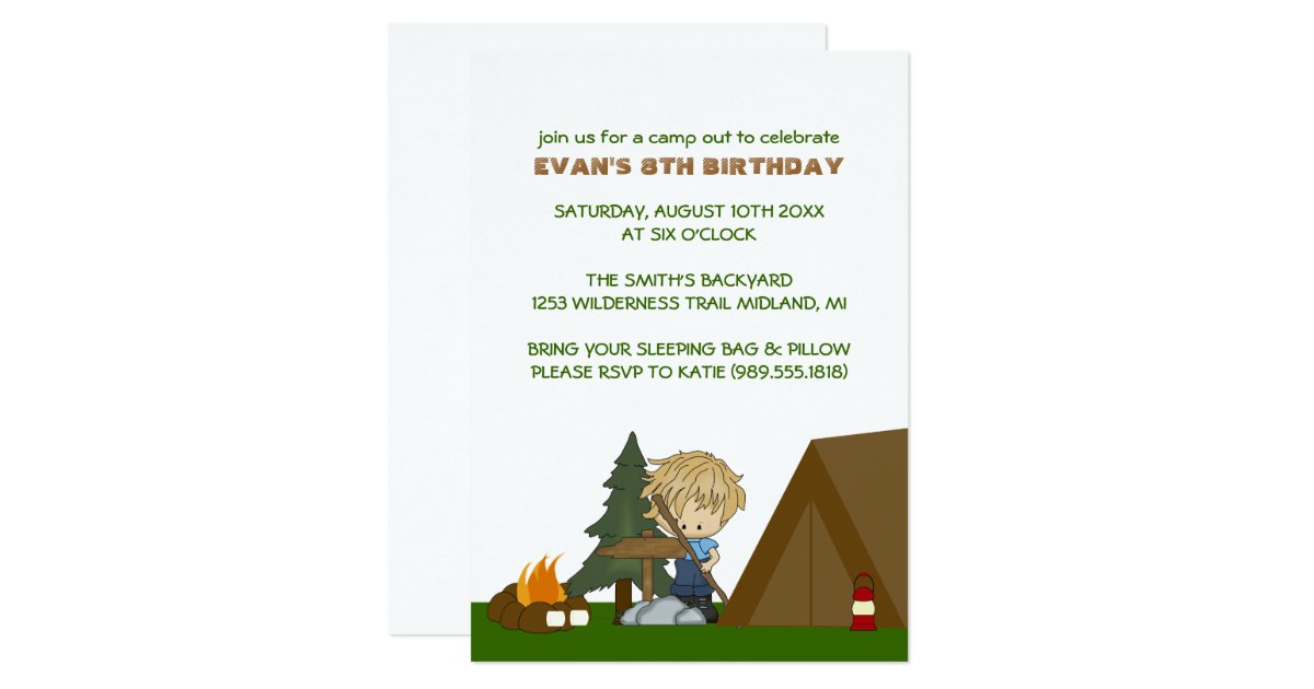 Camp Out Birthday Party Invitations