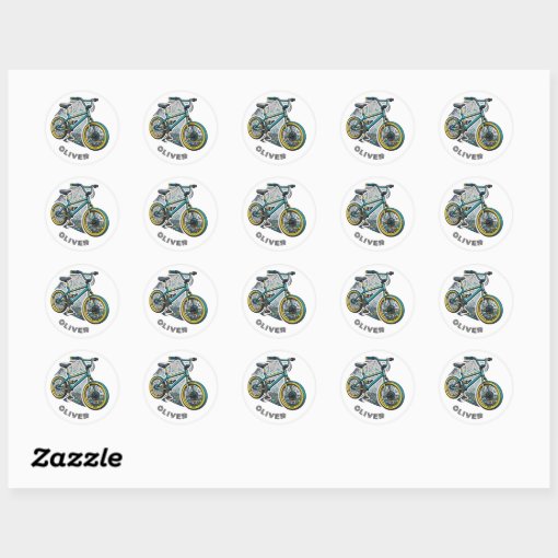 Kids cartoon Bike BMX. Racing adventure boy Classic Round Sticker | Zazzle