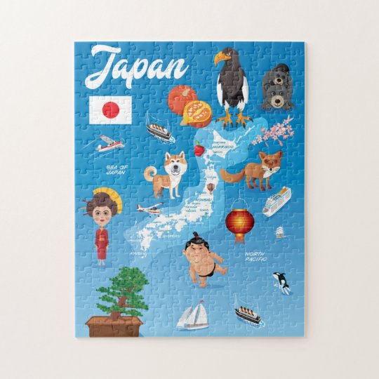 Kids Cartoon Map of Japan Jigsaw Puzzle | Zazzle.com