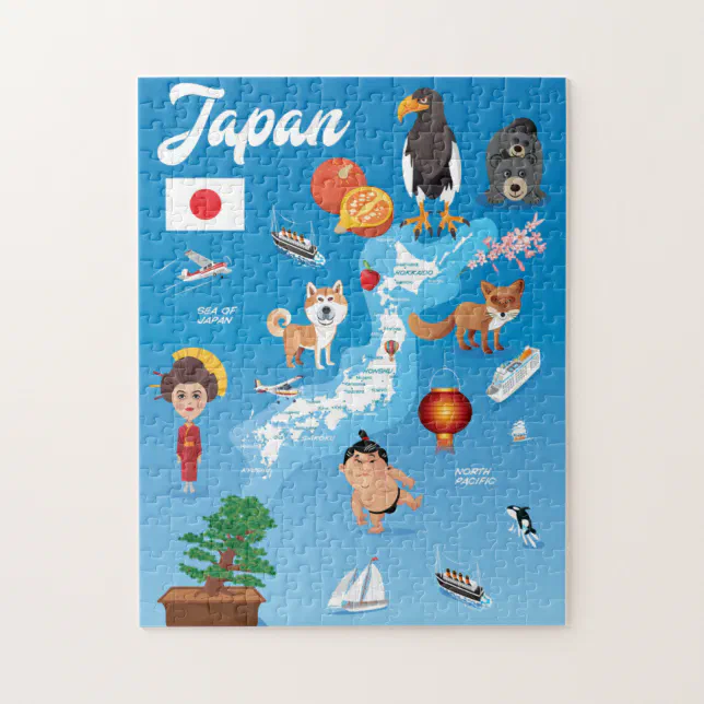 Kids Cartoon Map of Japan Jigsaw Puzzle | Zazzle
