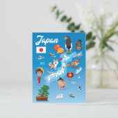 Kids Cartoon Map of Japan Postcard | Zazzle