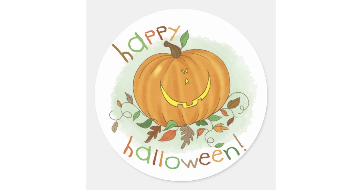 Kids Cartoon Pumpkin Sticker | Zazzle