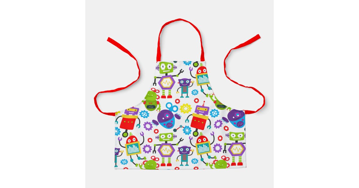 Kids Cartoon Robot Apron | Zazzle