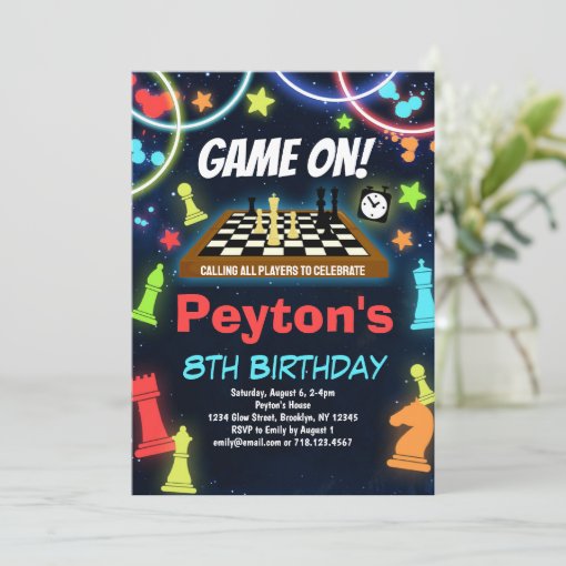 Kids Chess Birthday Party Invitation | Zazzle